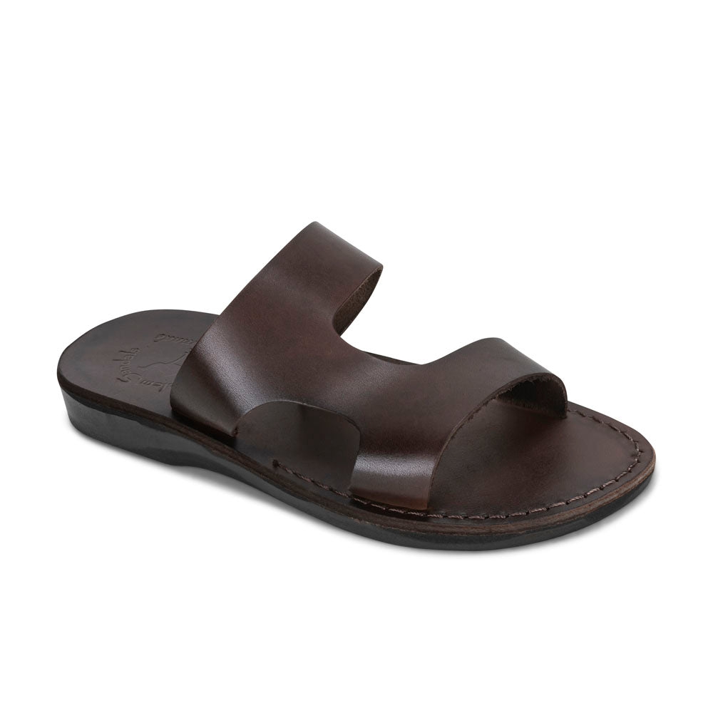 June | Brown Leather Wide Strap Sandal
