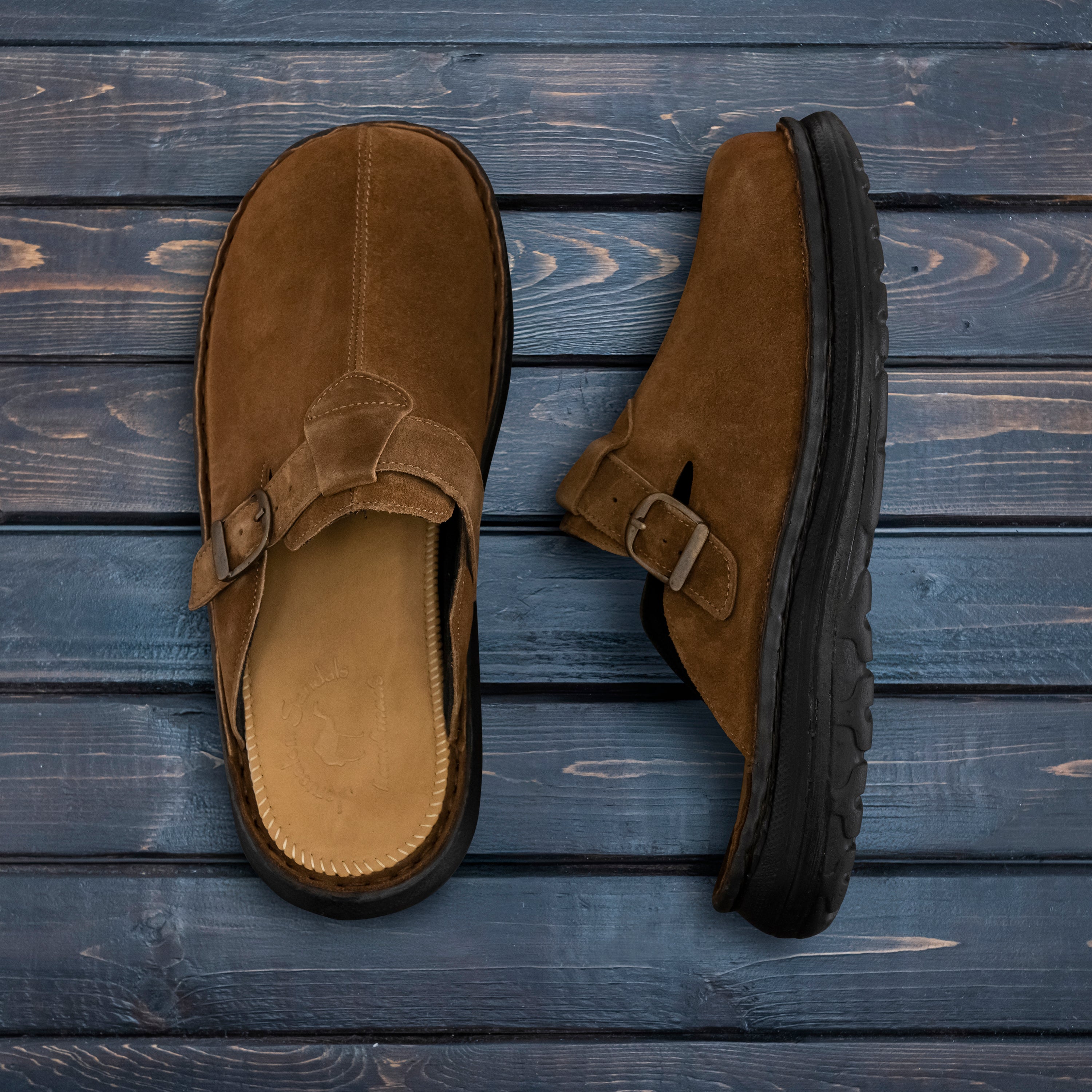 Nomad - Front Seam Suede Leather Clog - Honey Suede - Mens