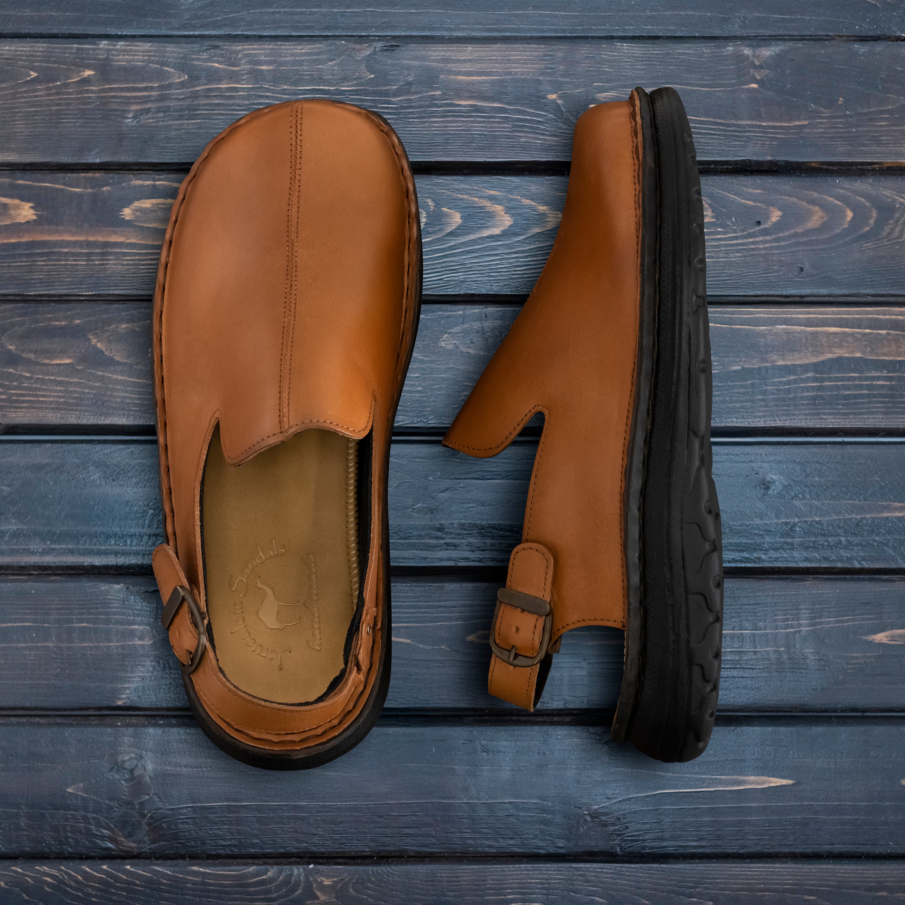 Anchor - Back-Strap Leather Clog - Honey - Mens