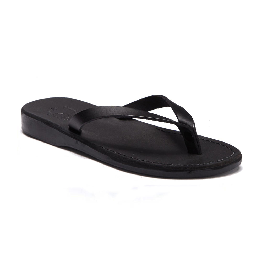 Jaffa | Black Leather Flip Flop Sandal